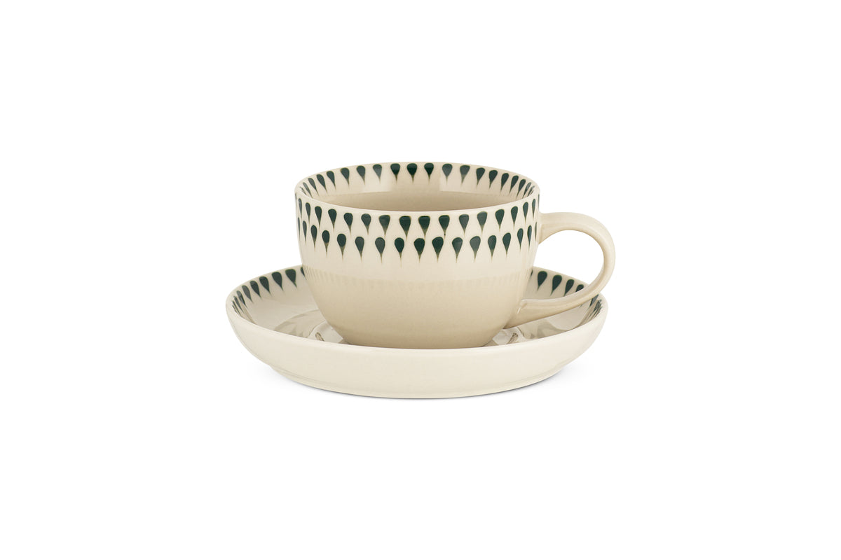 Juniper Drop Cup & Saucer - Cream & Juniper - nkuku